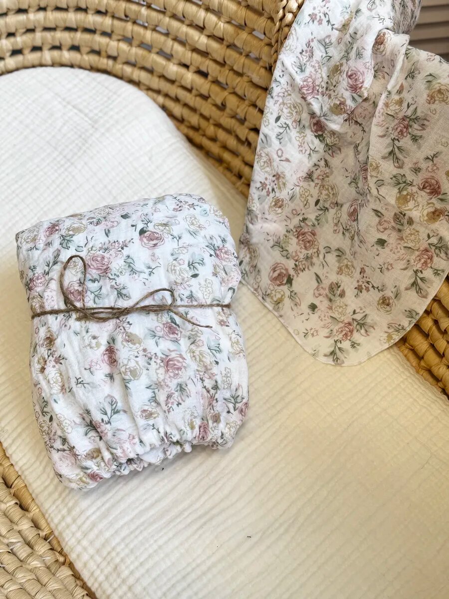 Простынь на резинке 120х60 муслиновая