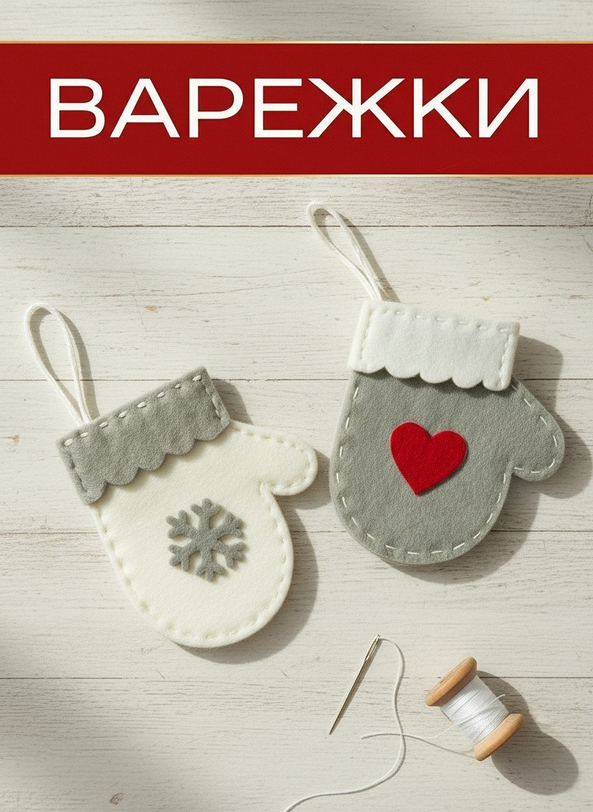 Набор для творчества HappyLine"Варежки", поделки своими руками, игрушки из фетра, декор для Пасхи