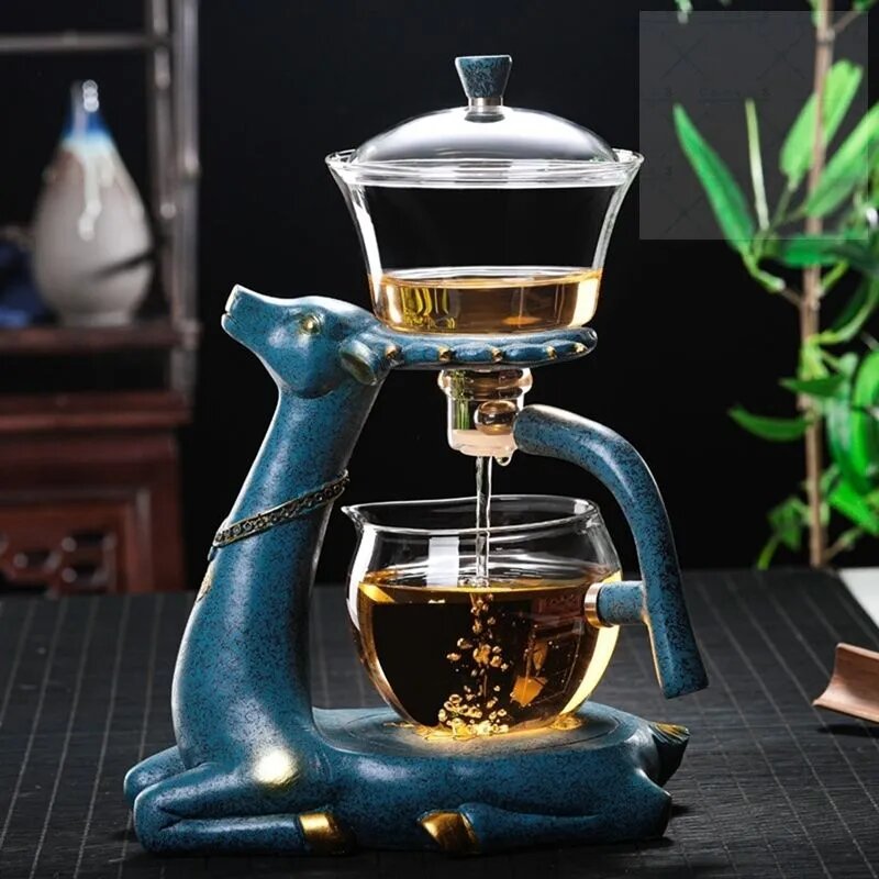 Чайный сервиз Золотой олень 300 мл на 2 персоны из керамики и стекла