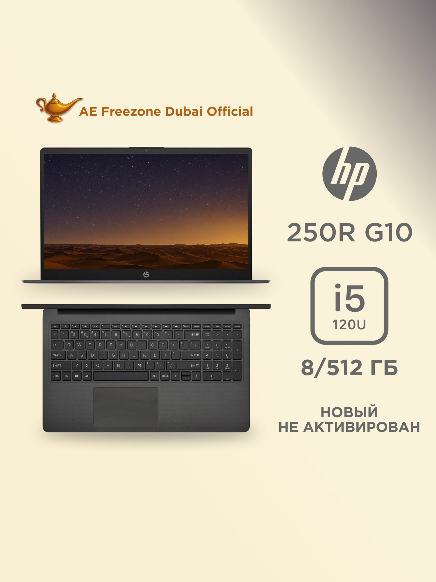 Ноутбук HP 250R G10 Core 5 120U 8/512 Dark Ash Silver (B9YN3ET)