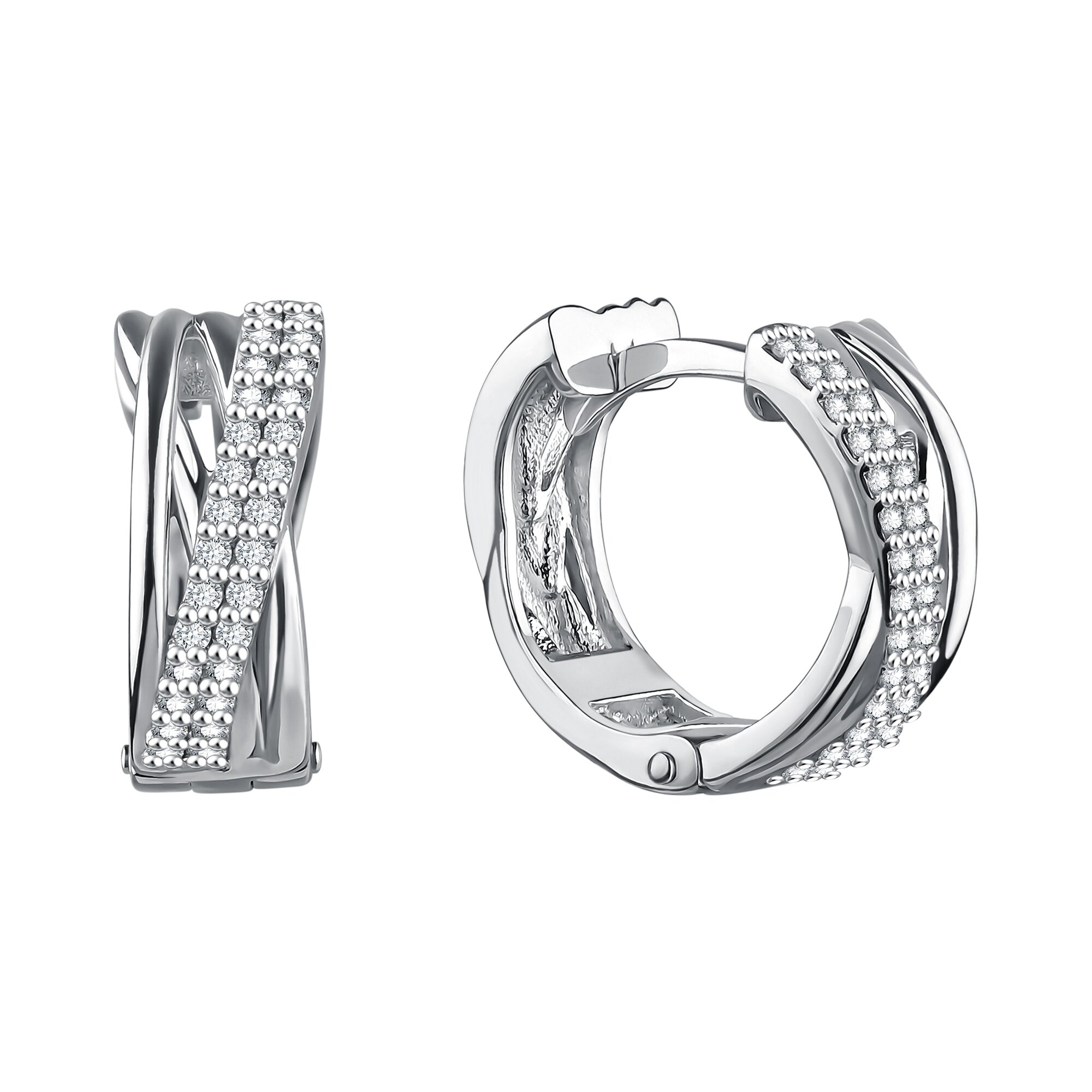 Серьги, серебро, 925 проба, родирование, фианит