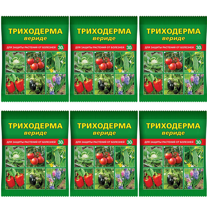 Средство для защиты растений от болезней Триходерма Вериде 30 г 6 штук