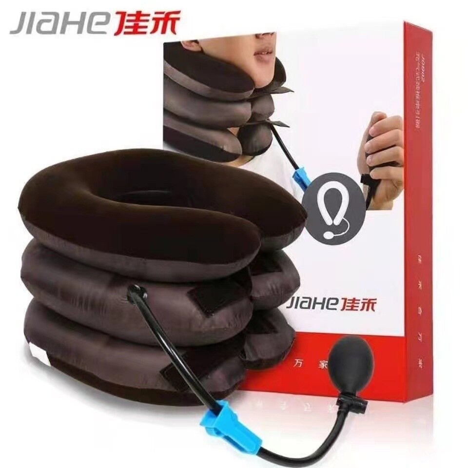 Устройство для вытяжения шейного отдела позвоночника Jiahe для домашнего использования, надувное, для растяжки и лечения патологий шейного отдела, с полуфлисовой, полной флисовой и трехслойной обивкой B02.