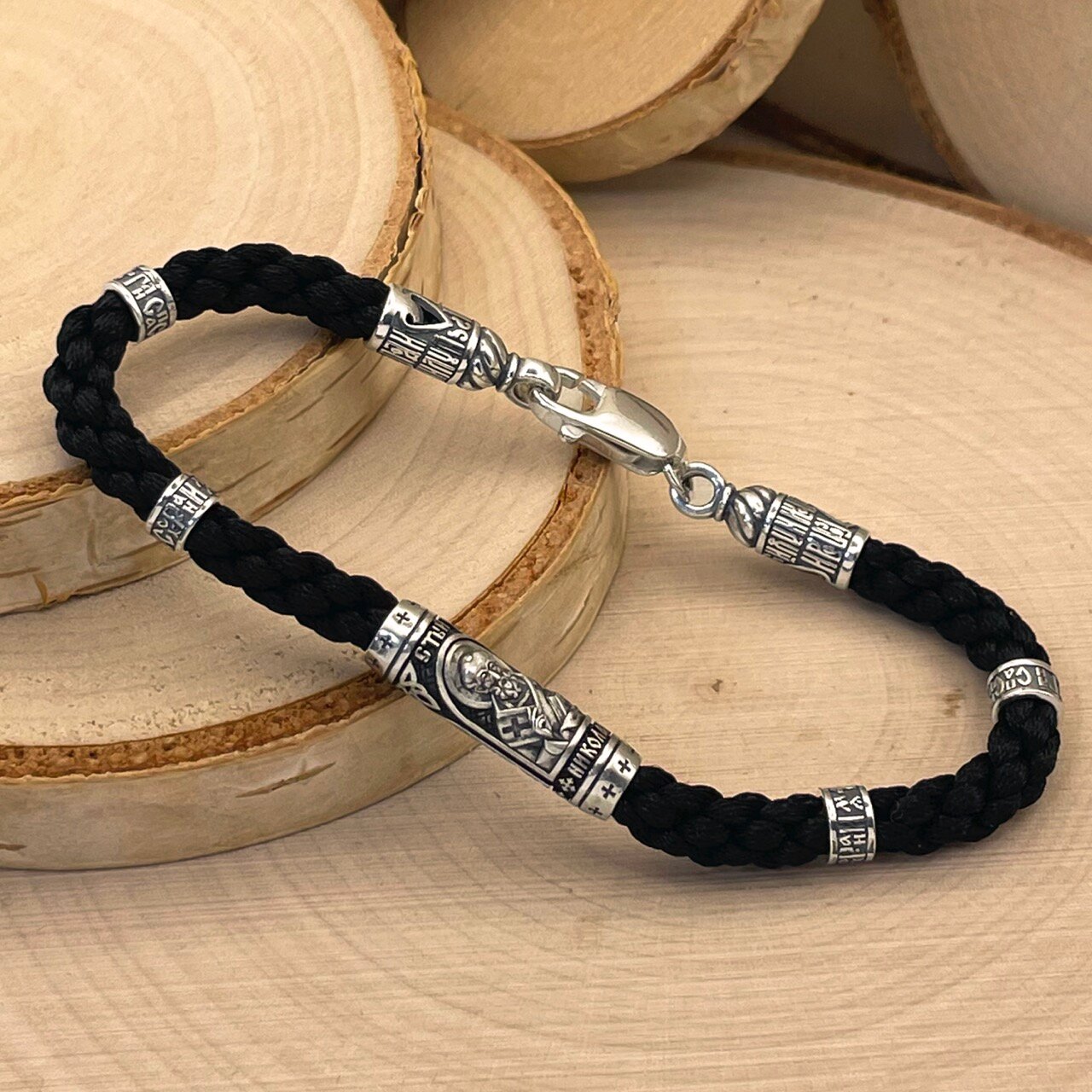 Браслет-нить, серебро, 925 проба, оксидирование, чернение