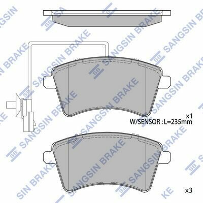 Колодки тормозные передние дисковые Рено Кангу, RENAULT KANGOO 08-, Sangsin Hi-Q SP4059A, 410605649R, ADR164220
