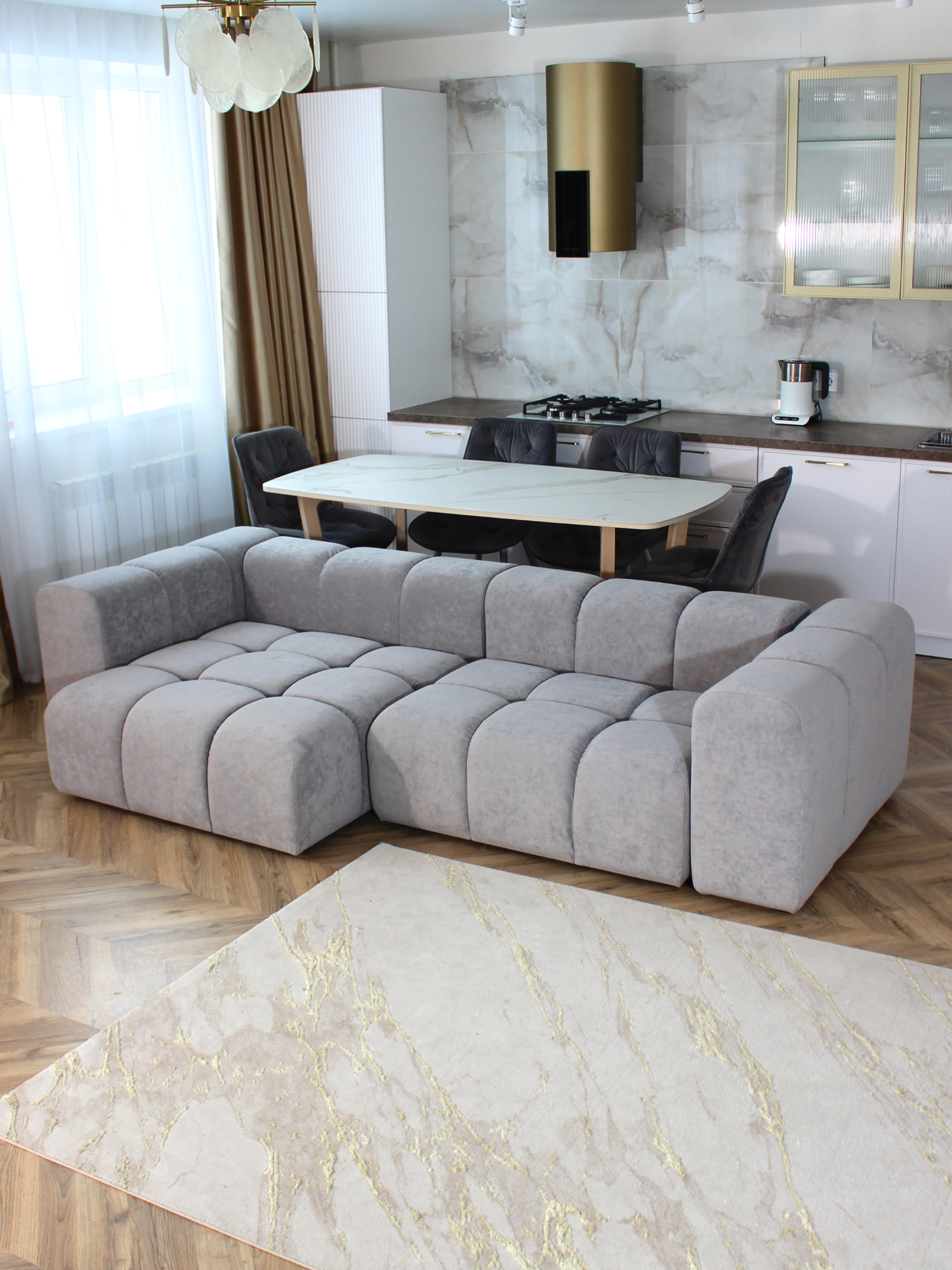 Диван модульный Квадро, серый, 280х140х62