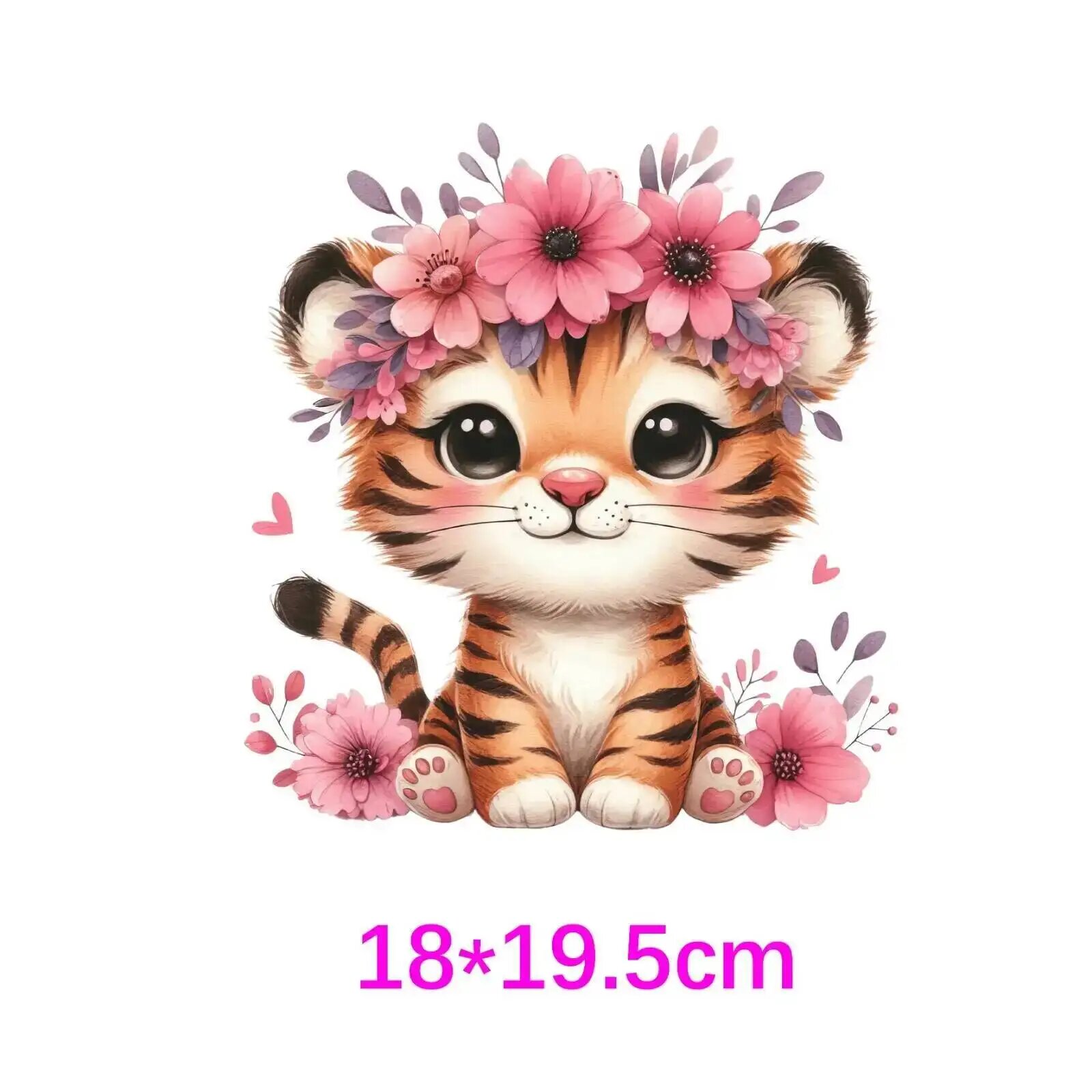 Термонаклейка тигренок в цветах, 18*19.5см, TH5016-6