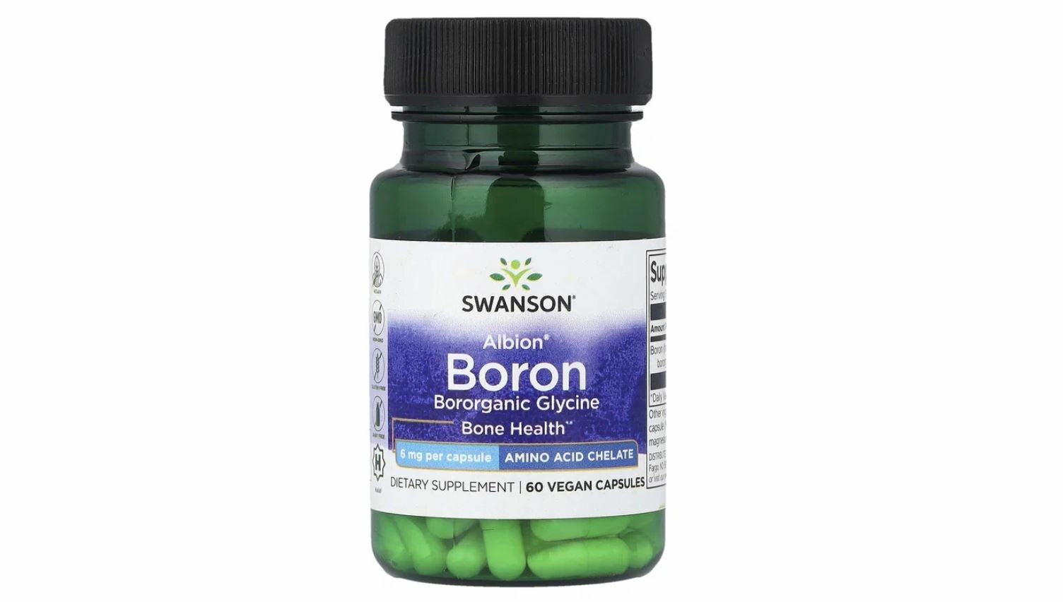 Swanson, Albion Boron Bororganic Glycine, Бор 6 мг, 60 капсул