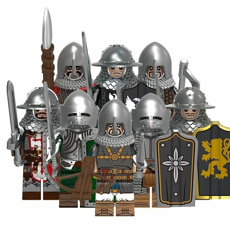 Фигурка средневеково рыцаря castle, солдат Рыцарь зелёный дракон. Минифигурка в броне со щитом и копьем. Совместима с (1 шт, пакет) V1002