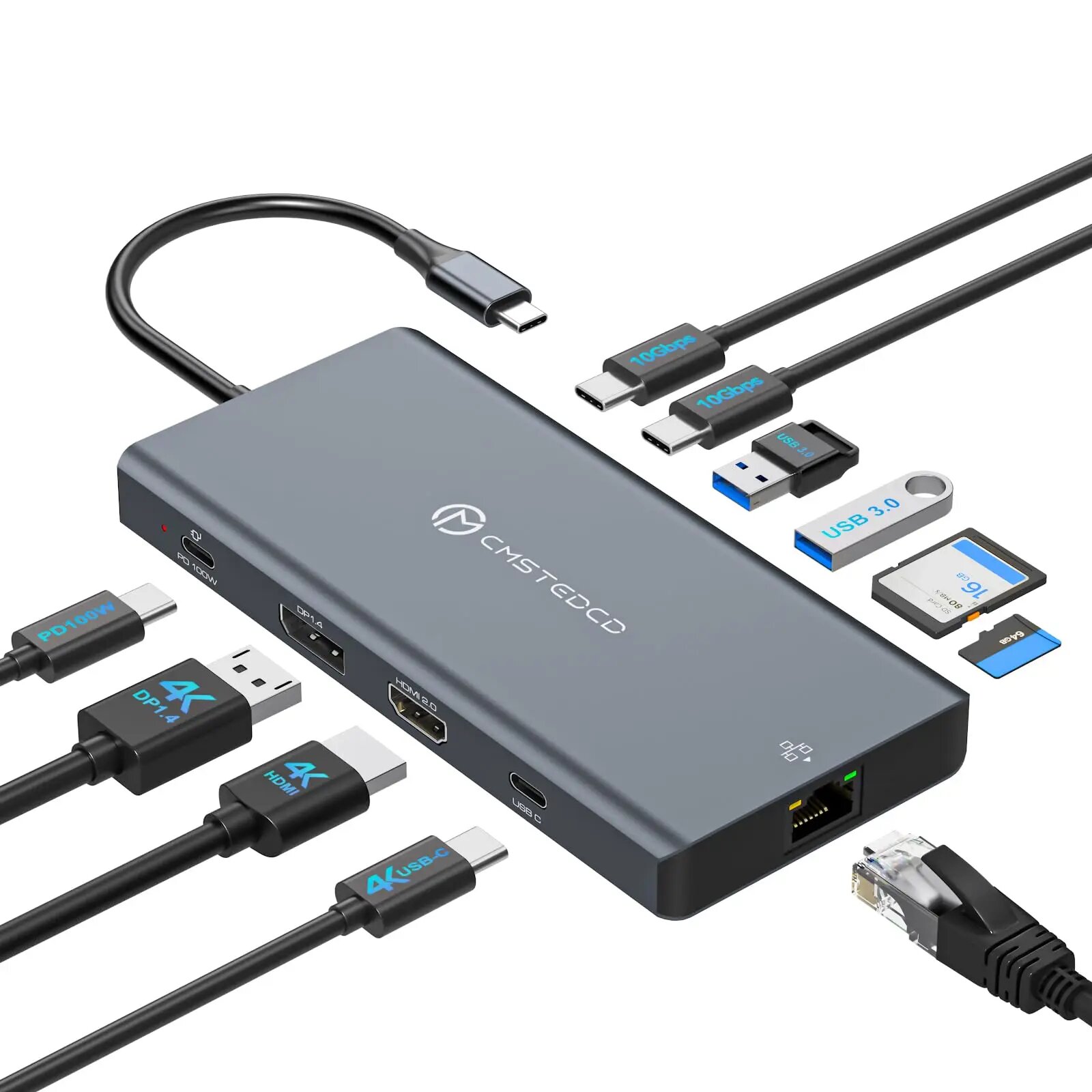 Док-станция USB C CMSTCCD 12 в 1, DP, HDMI, USB C