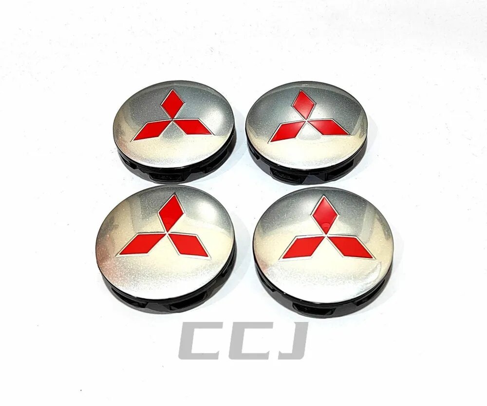 Колпак ступицы колеса Mitsubishi, 4 шт. Заглушки диска, серебристые, диаметр 60 мм