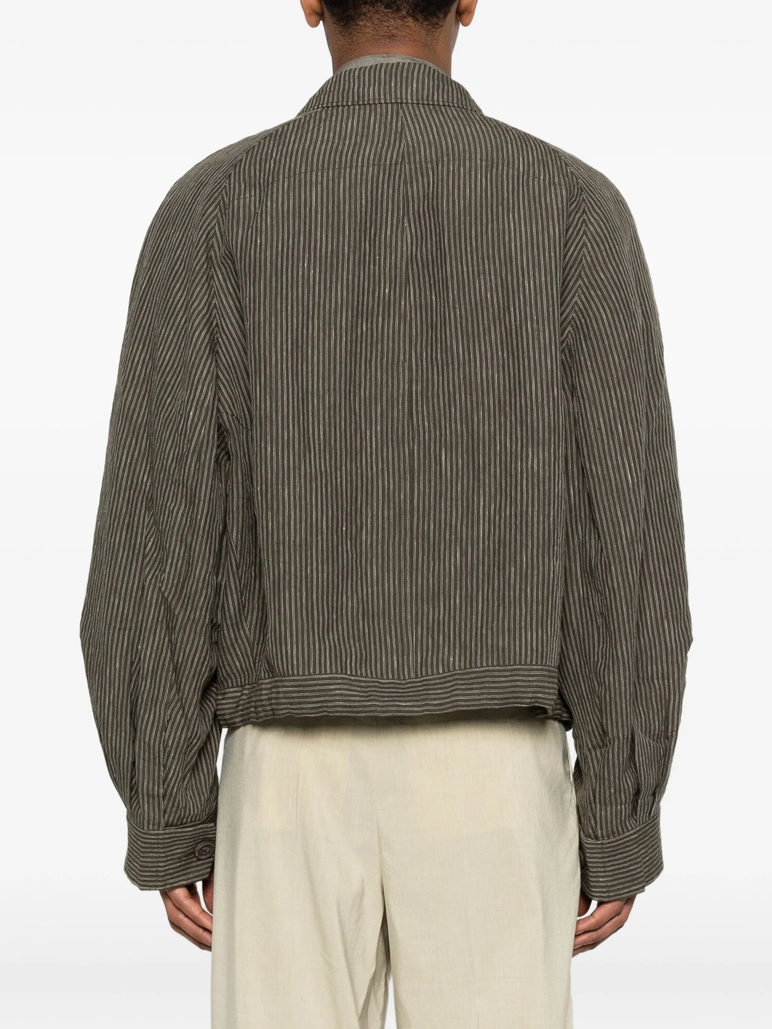 Куртка Ziggy Chen Striped buttoned shirt jacket, размер 46, green — фото 1