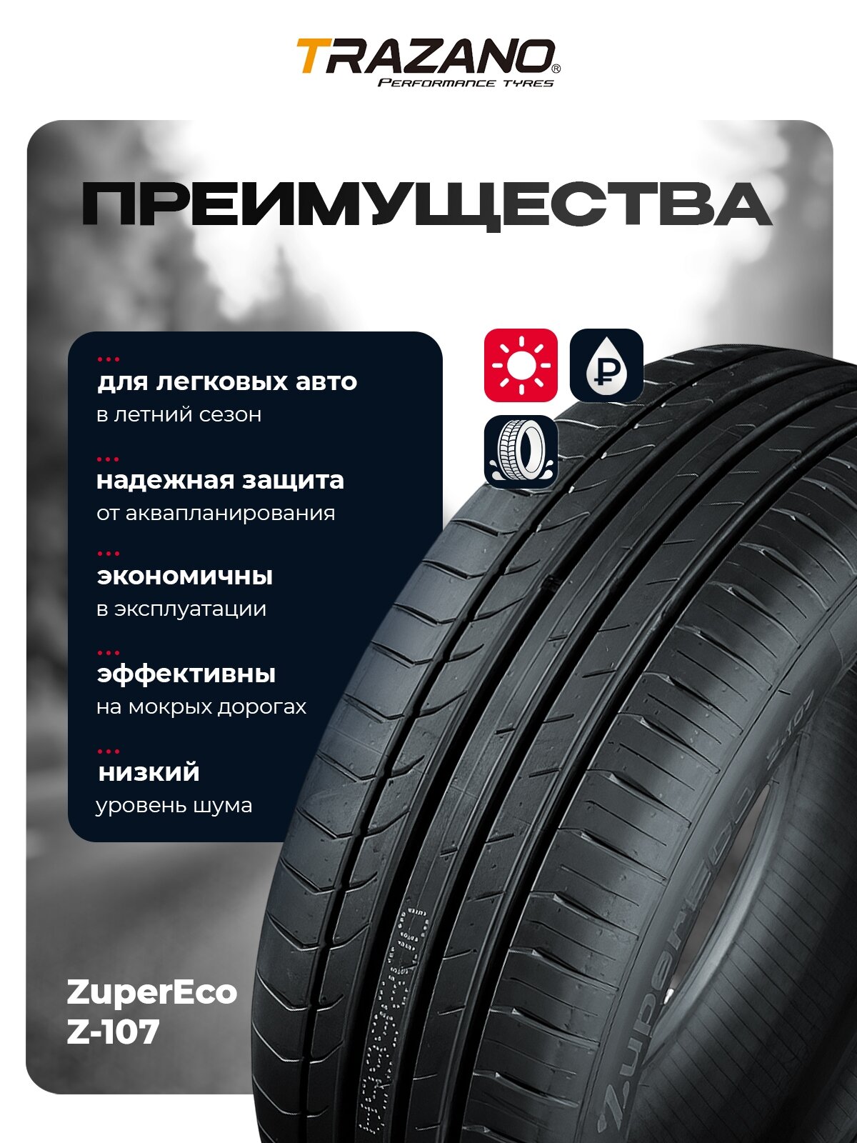 Летние шины TRAZANO Z-107 195/65 R15 91T