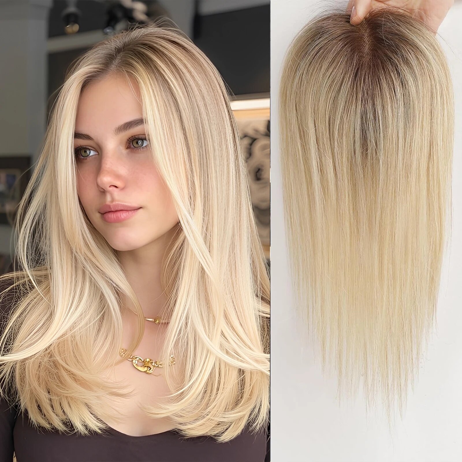Топпер из натуральных волос HAIRCUBE, цвет HTFK004-1, 12 дюймов