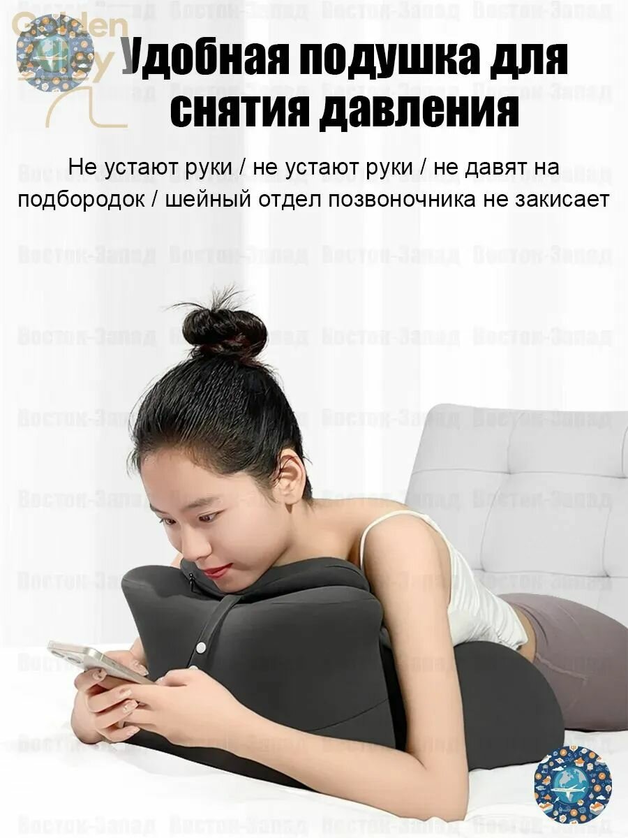 Подушка Ортопедическая подушка для сна на животе 58x38 см, Мягкая жесткость, Меморикс