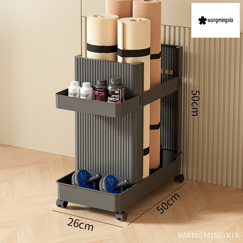 Эксклюзивная двухъярусная стойка на колесах для хранения спортивного инвентаря, включая гантели, ракетки и коврики для йоги