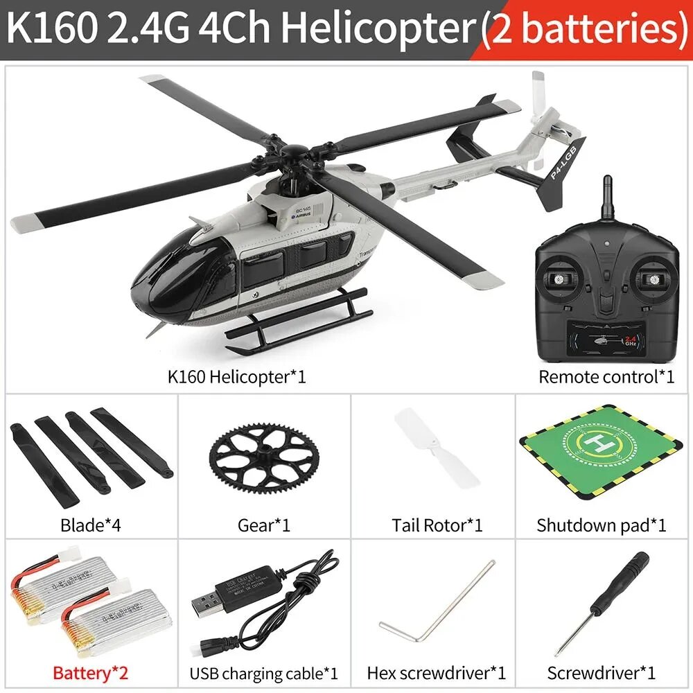Модель самолета WLtoys K160 с бесщеточным двигателем 2,4 ГГц, 4-канальным 6-осевым гироскопом EC-145