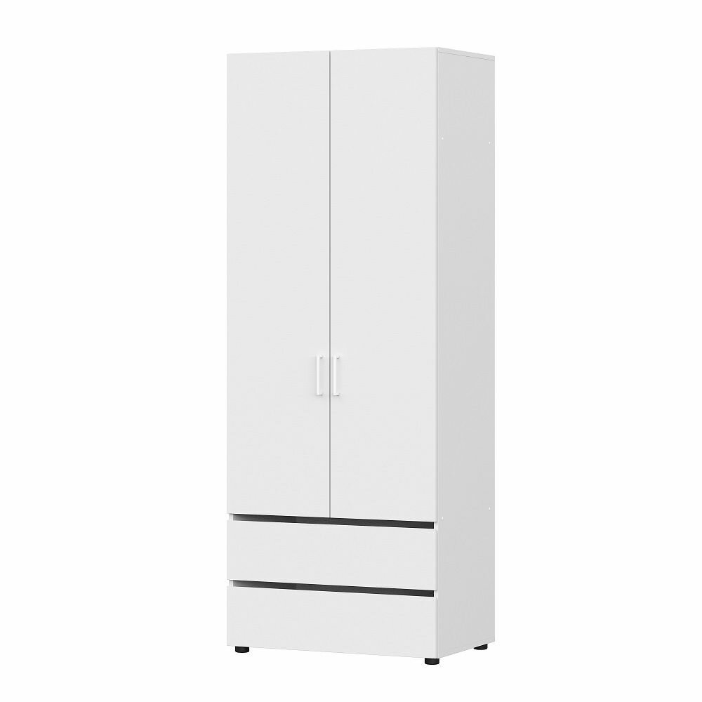 Шкаф двух створчатый, Токио, с двумя ящиками, 80*52*201 см, цвет Белый