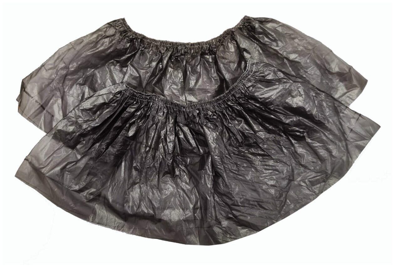 Бахилы одноразовые с двойной резинкой, 42 мкм, черные, удлиненные, 100 пар/уп.