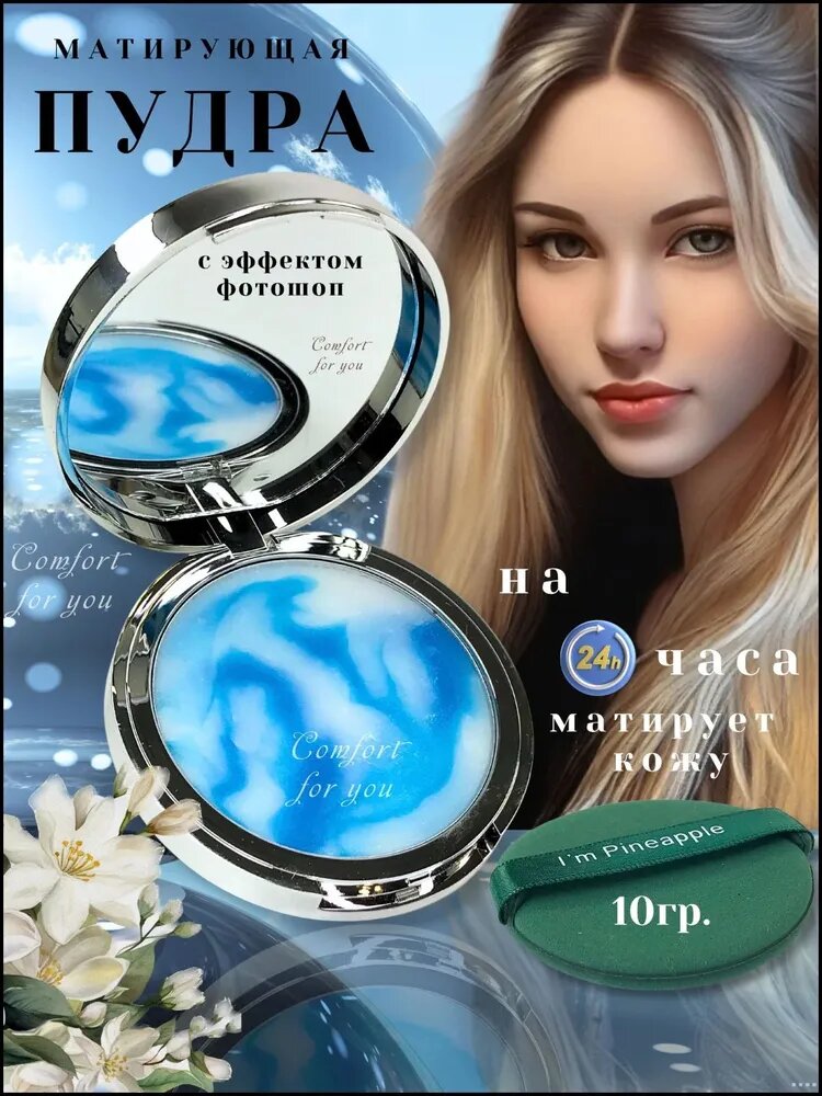 Пудра для лица матирующая бесцветная с эффектом фотошоп Candy Bella