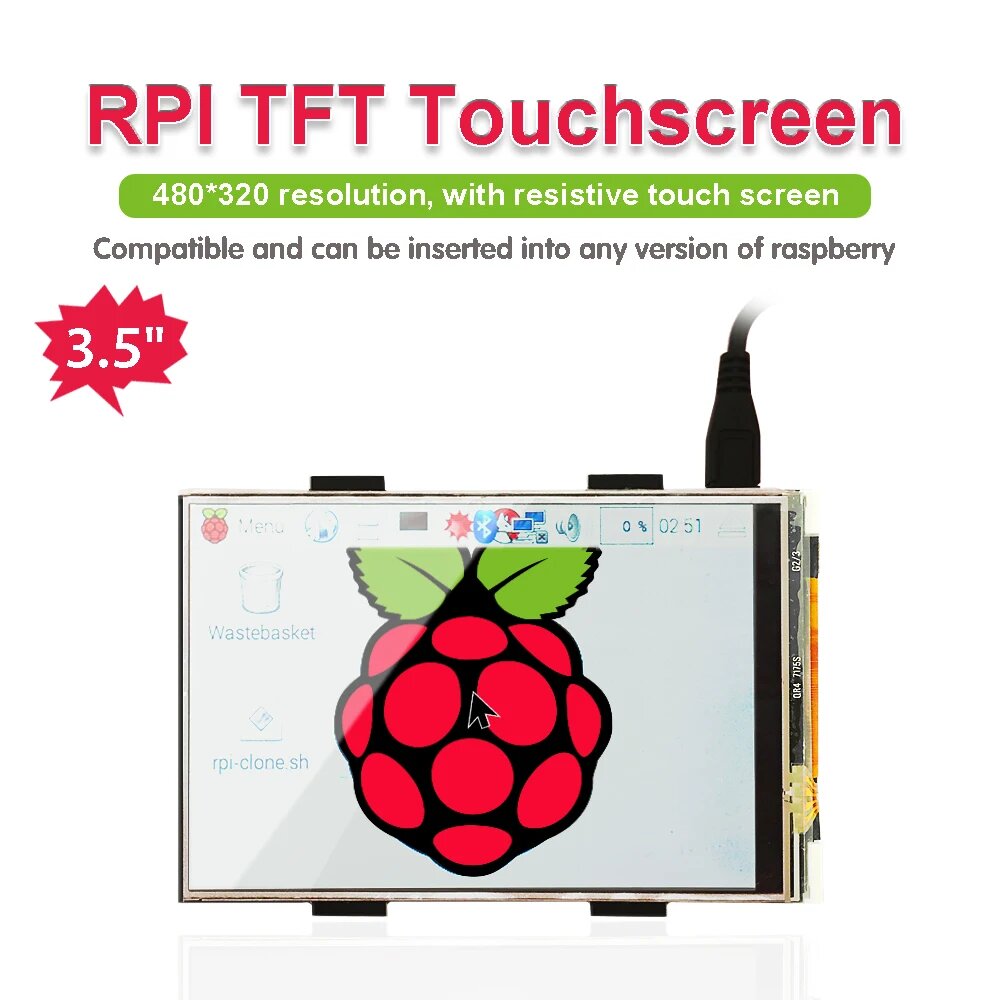 Сенсорный ЖК-экран Keyestudio RPI TFT 3,5 дюйма, экран для Raspberry Pi 3B/4B 480x320, 16 бит пикселей, сертификация CE
