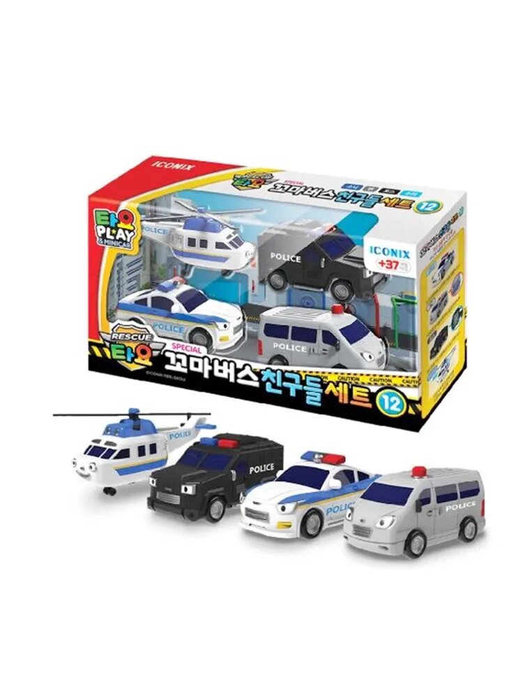 Tayo Little Bus Friends Special Set Vol.12 Mini Car -Sonic, Ben, Force, Suri , Набор игрушек для полицейской машины
