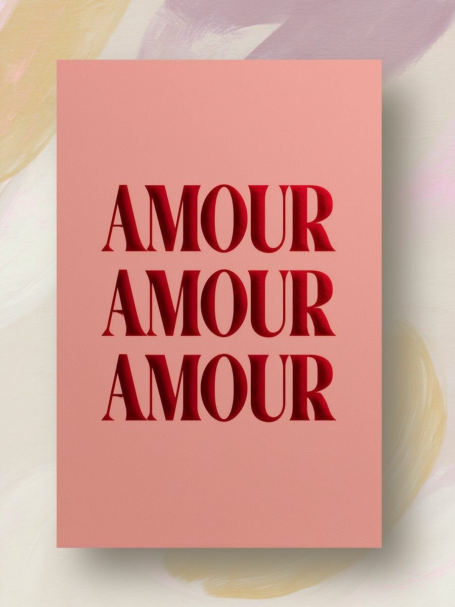 Картина на холсте 40х60 Элемент Принт, AMOUR, любовь, надпись, минимализм, постер на стену, интерьерная картина в спальню