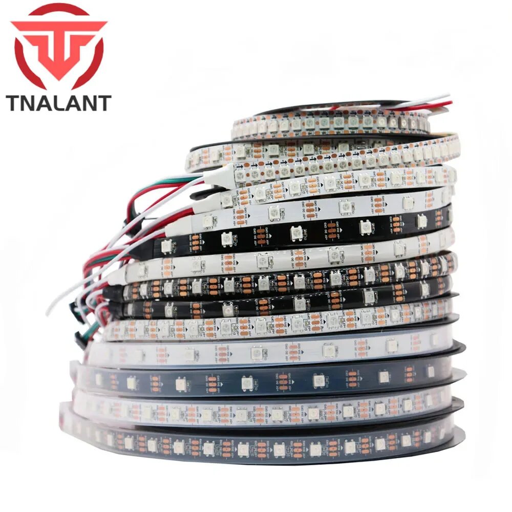 RGB светодиодная лента WS2812B, 1m, 144 LED, IP67, Black PCB, 5V