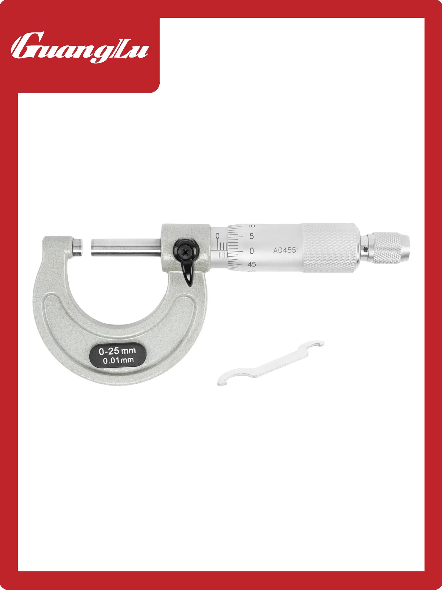 Микрометр GuangLu МК- 25 0,01 круглая скоба 261-101D