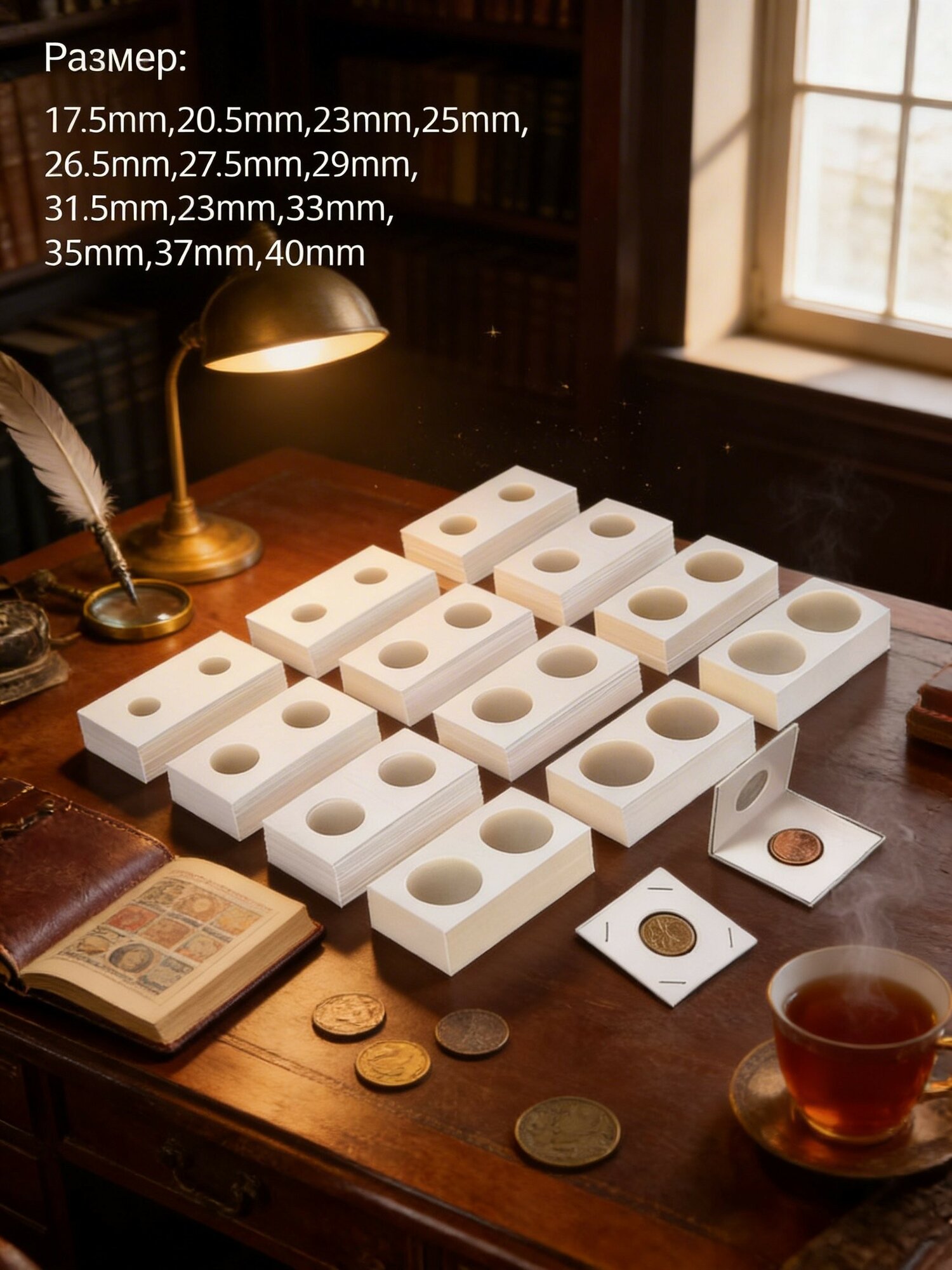 Холдеры под скрепку для монет 29 мм, упаковка 50 шт, безопасное хранение и маркировка коллекции