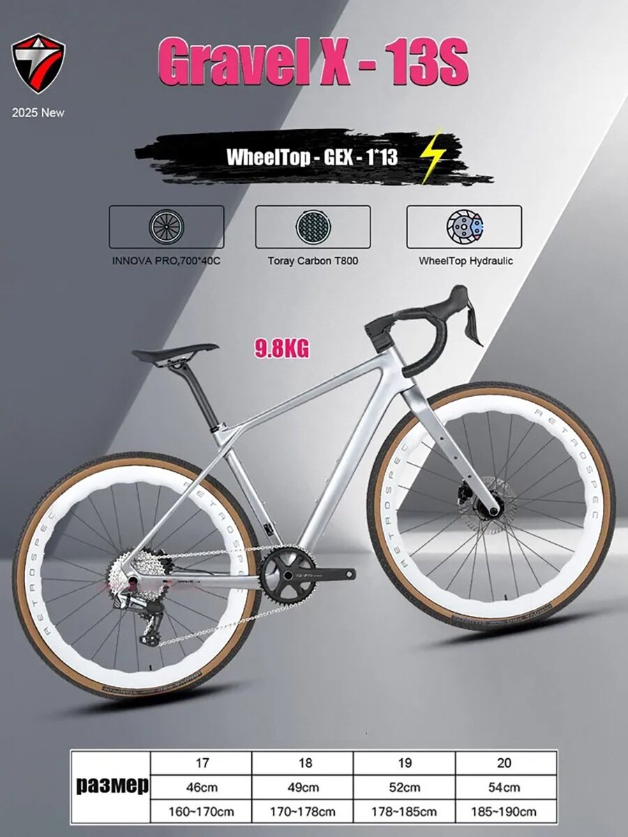 TWITTER BIKE Велосипед Шоссейный, Gravel X WheelTop GEX-13 , карбоновые обода