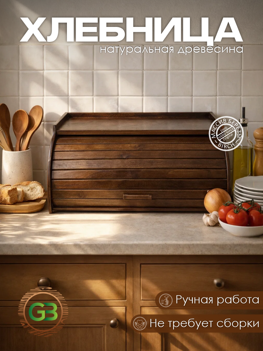 Хлебница "русь" размер 380*260*200. Цвет "орех". Состав - берёза.