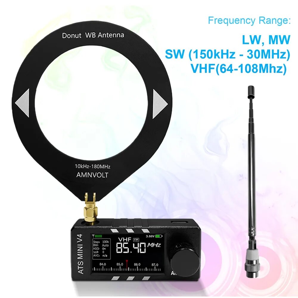 Всеволновый DSP радиоприемник AMNVOLT V4 ATS MINI с дисплеем 1.9 дюйма