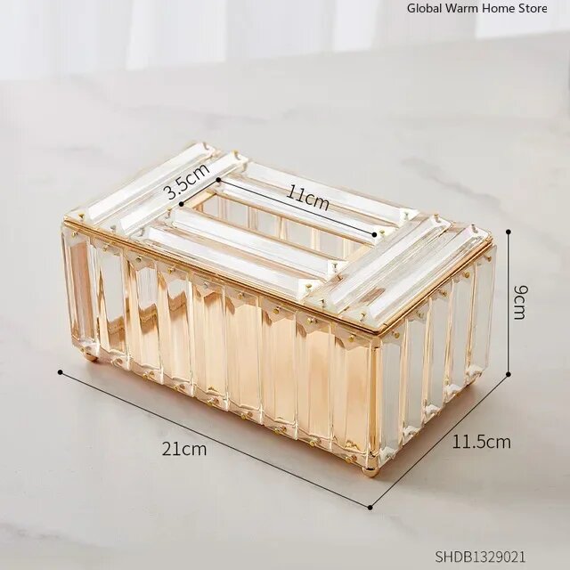 Коробка для салфеток бежевая золотая 21x11.5x9 см