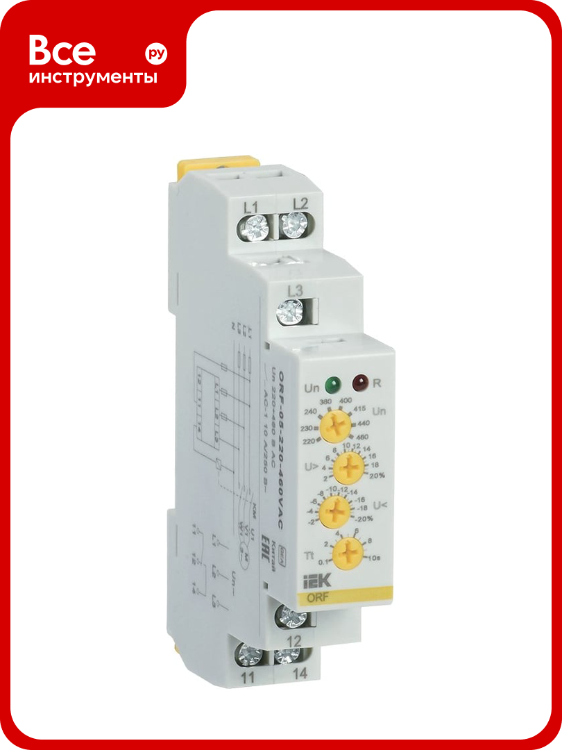 Реле фаз IEK ORF 05. 3фазы 220-460В AC ORF-05-220-460VAC