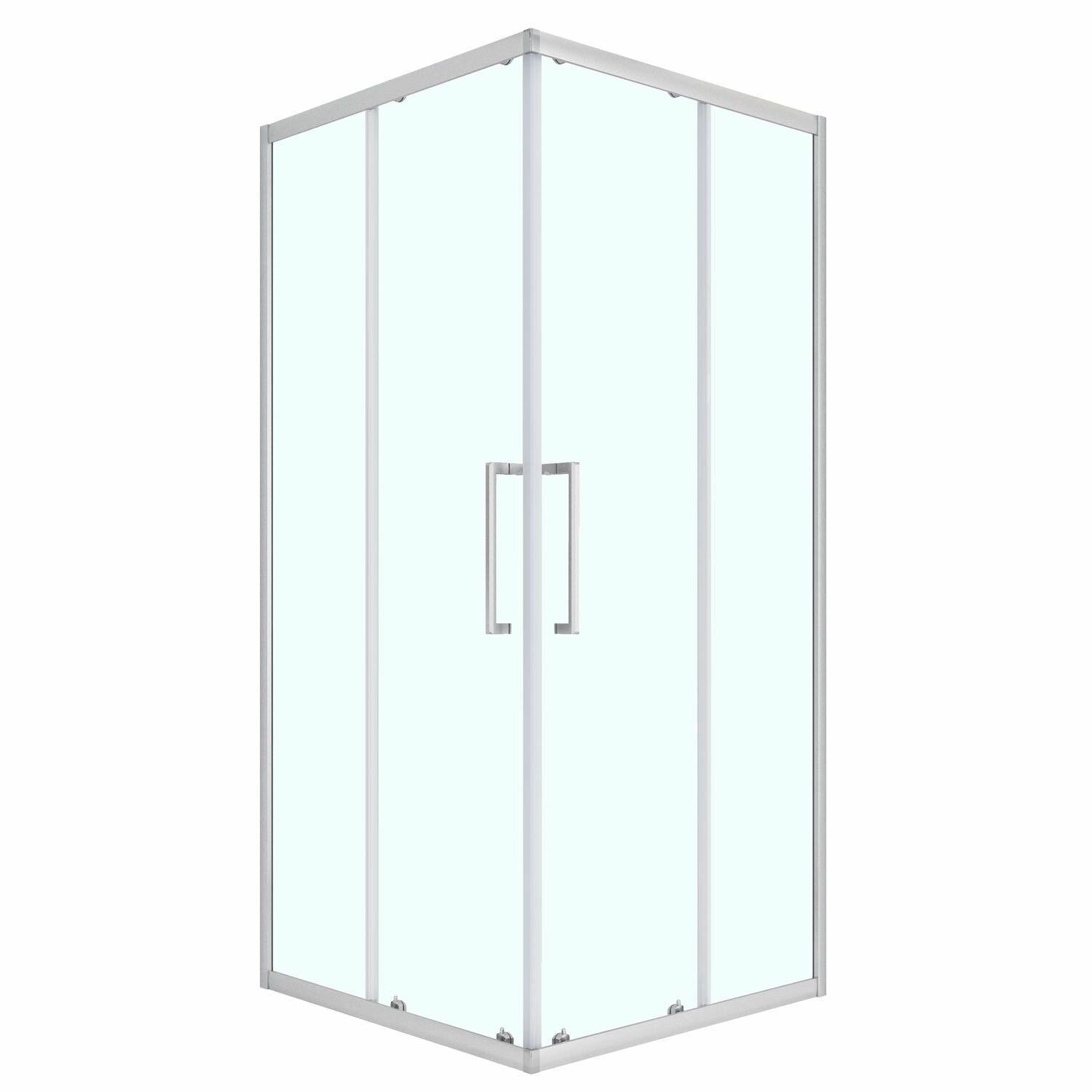 Душевое ограждение Loranto 100x100x190 раздвижная дверь, прозрачное стекло 6 мм, профиль сатин (CS-AB01S-100)