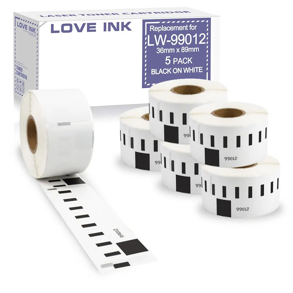 Этикетки для Dymo LabelWriter 99012, 5 шт, 36x89 мм, 99012-5PK