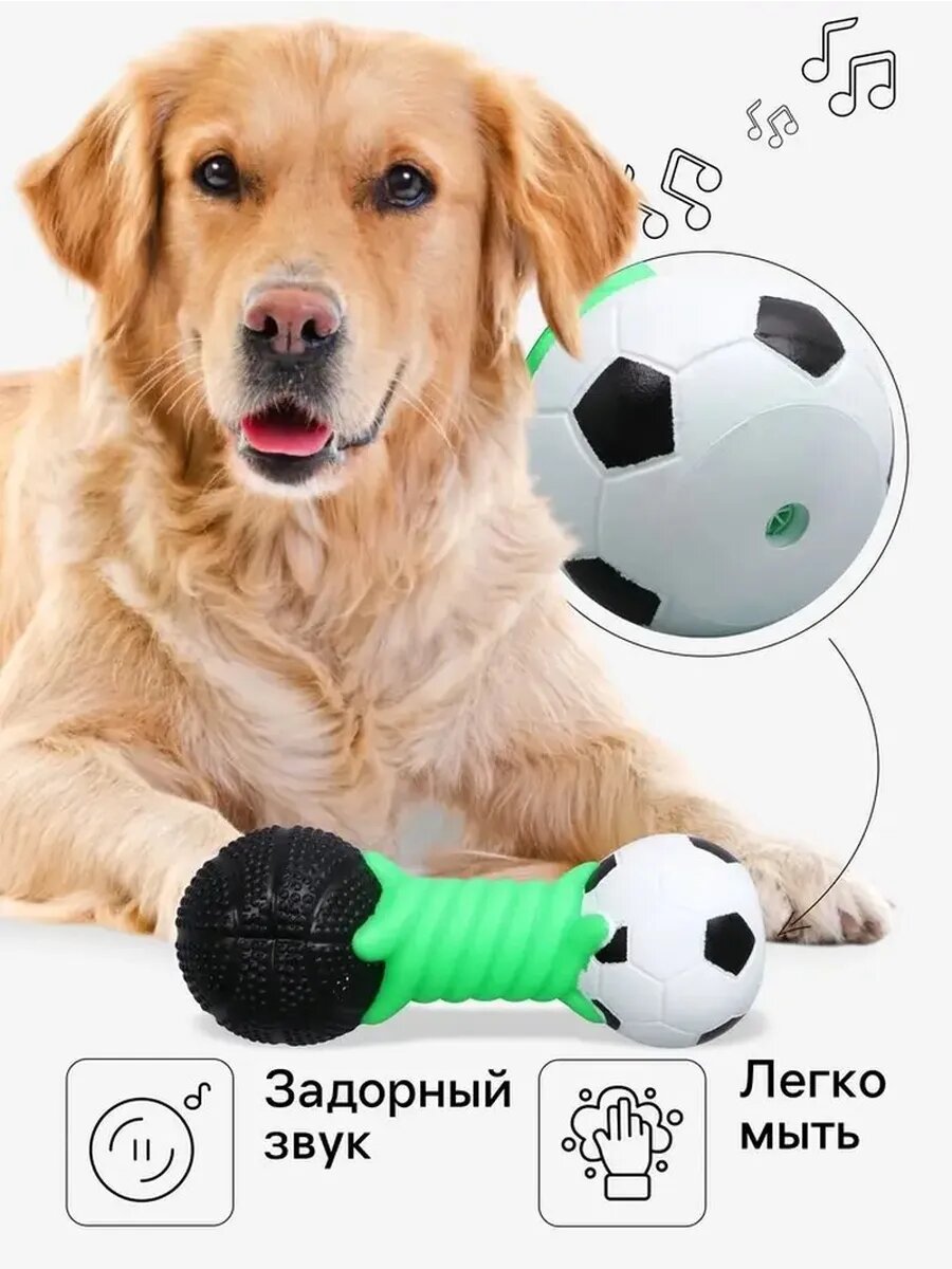 Усиленная пищащая гантель для собак