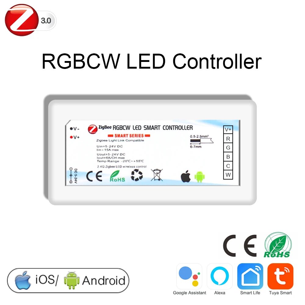 Tuya Zigbee RGB-контроллер для светодиодных лент ZIGBEE RGBCCT