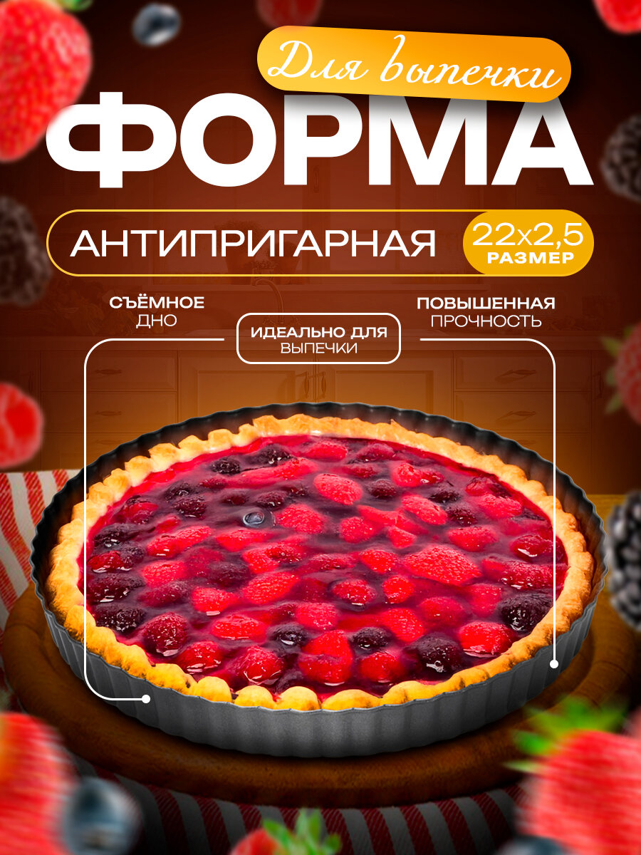 Форма для выпечки Доляна «Жаклин. Рифлёный круг» съёмное дно 22×2,5 см