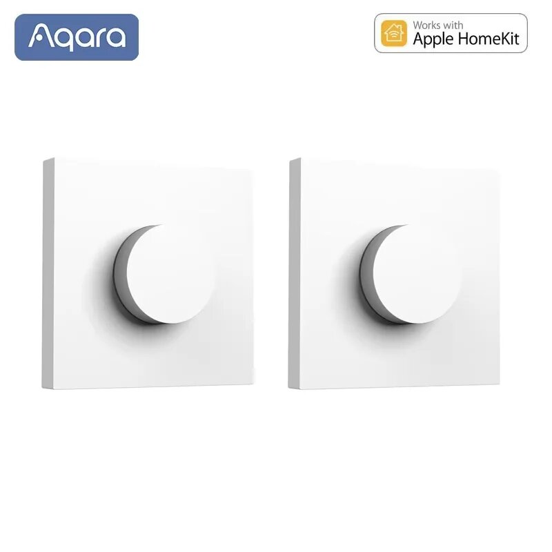 Беспроводной поворотный выключатель-регулятор света Aqara H1 Smart Dimmer Zigbee3.0, пульт дистанционного управления для умных домашних ламп, светодиодов, занавесок, совместимый с приложением Homekit - 2 штуки в коробке