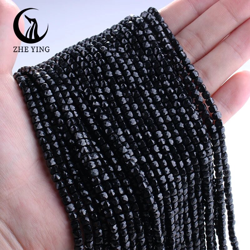 Бусины черные турмалин 4 мм Zhe Ying 79Bk Tourmaline 2p