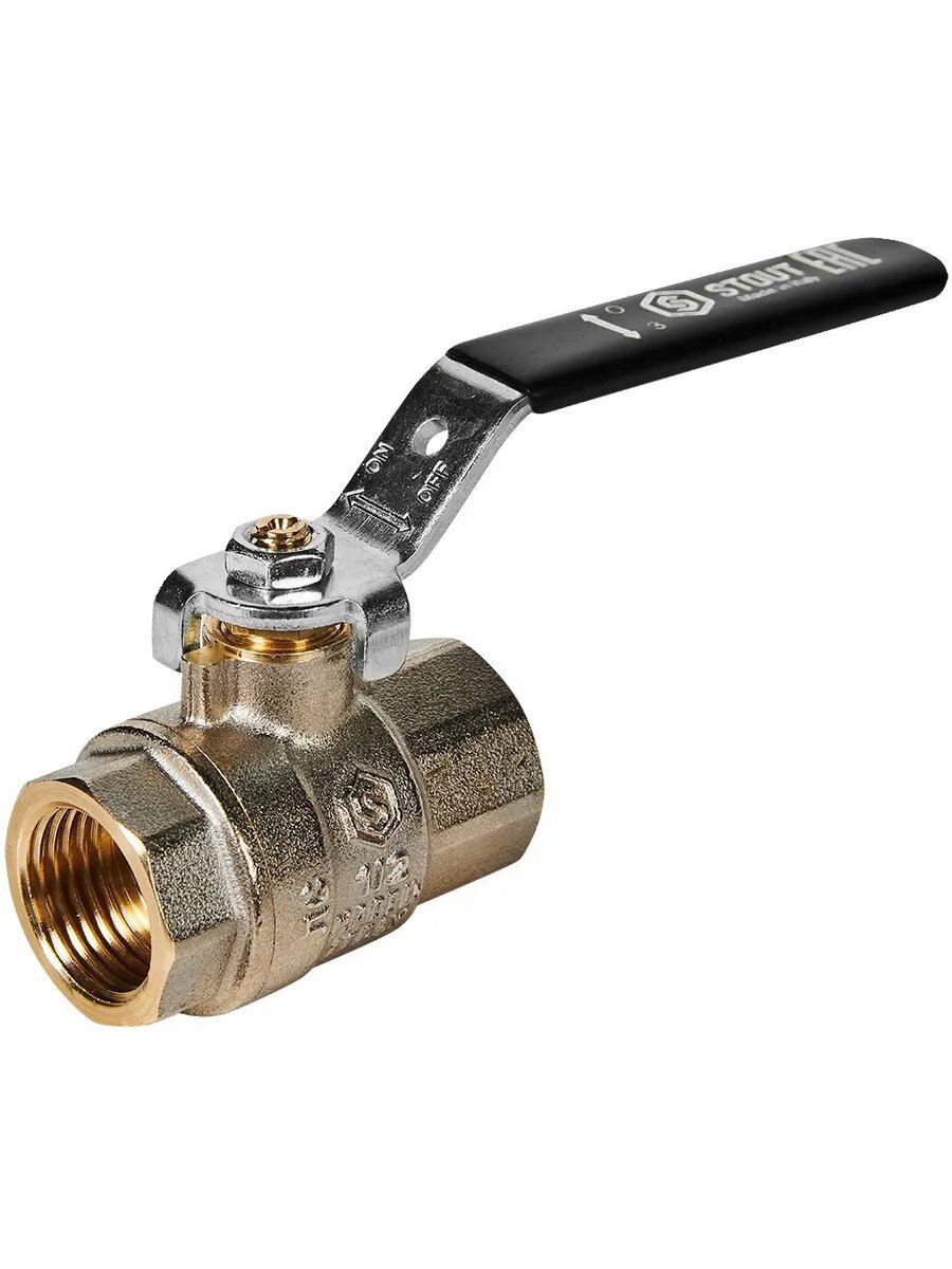 Кран шаровой прямой DN15 PN40 1/2" ВР латунь ручка рычаг