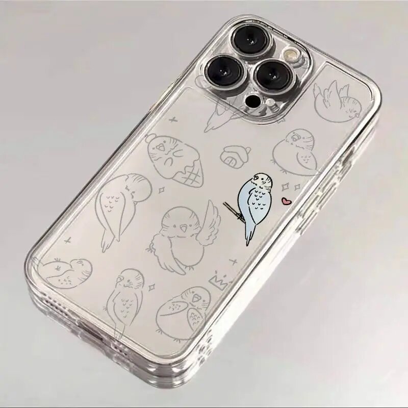 Чехол для iPhone 15 с попугаями, Clear-LZX03290447