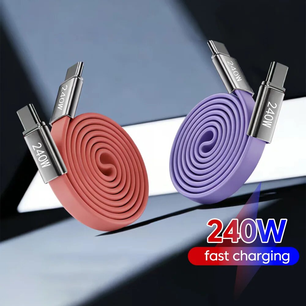 Кабель USB-C На Type-C PD240W Для Сверхбыстрой Зарядки И Передачи Данных, Из Жидкого Силикона — фото 1