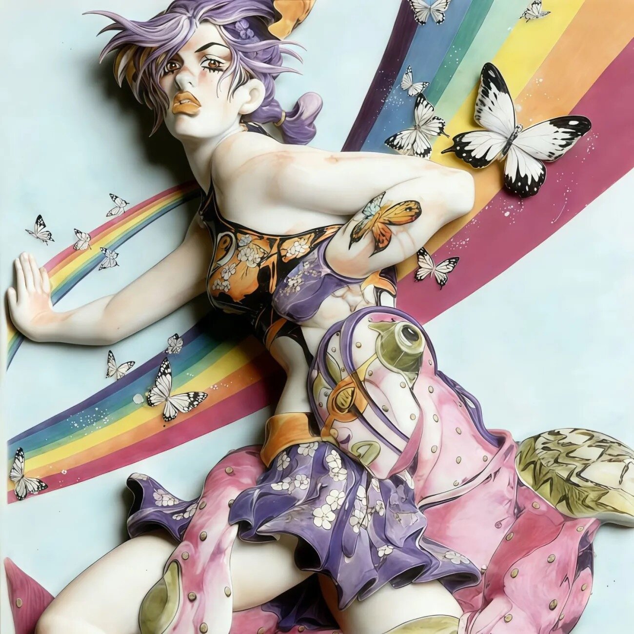 Подарок фанату JoJo — керамический магнит 8x6 см, на холодильник, яркая глазурь, значок-бадж