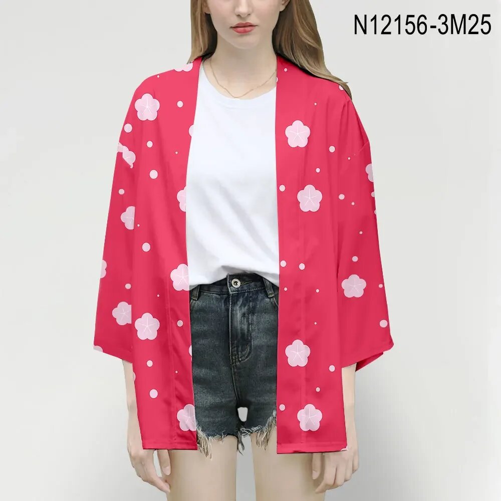 Розовый кардиган хаори N12156, XXL