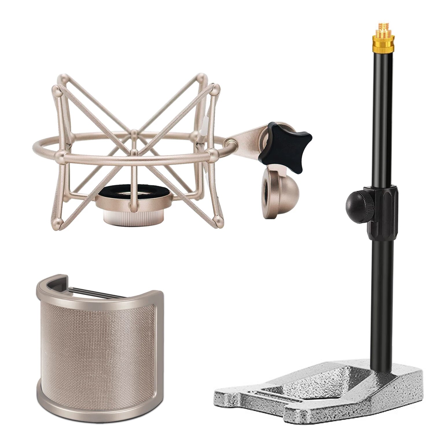 Шампанский настольный комплект стойки и ветрозащиты для микрофона Neumann TLM 103 MK4, студийная