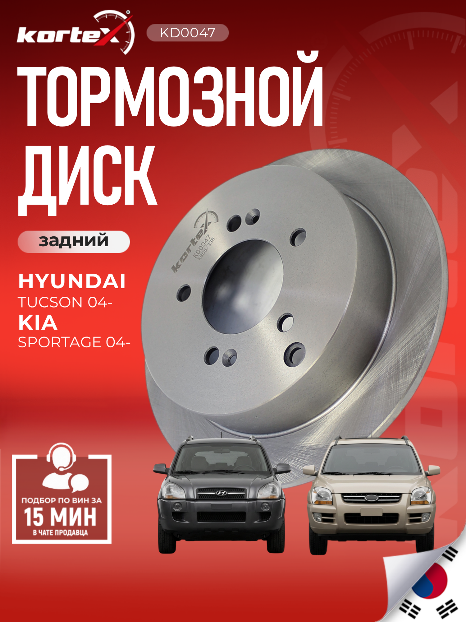 Диск тормозной Kortex для HYUNDAI TUCSON / KIA SPORTAGE 04- задний (d-284mm)