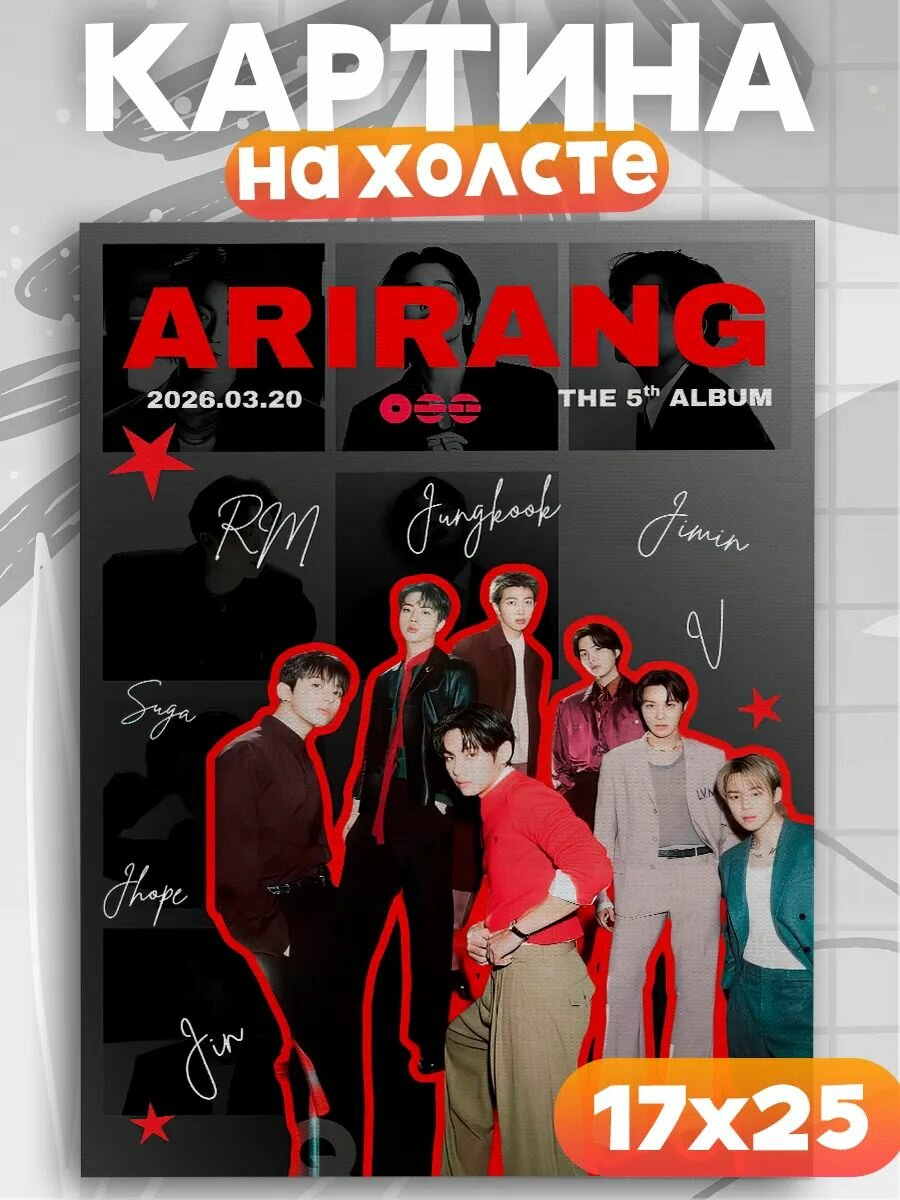 Картина на стену кпоп Bts arirang БТС к поп, на подрамнике, 1шт, 25х17 размер.